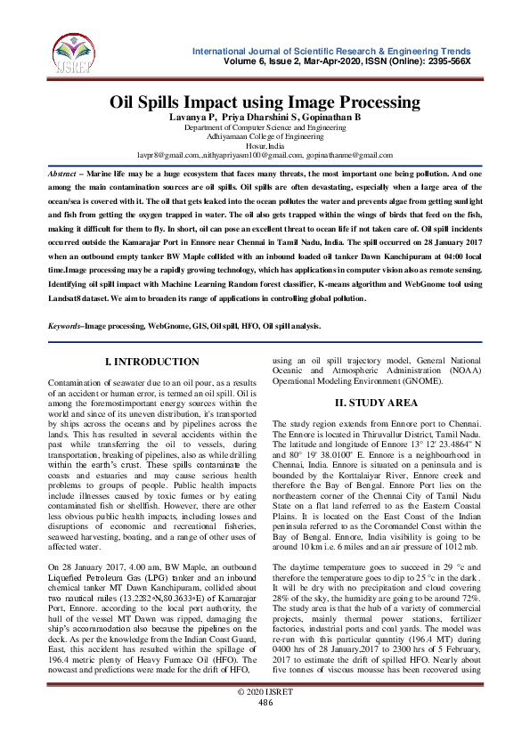 (PDF) Impact of Oil Spills on Marine Life Using Image Processing