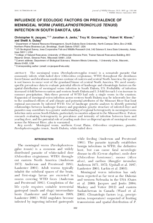 (PDF) Influence of Ecologic Factors on Prevalence of Meningeal Worm ...