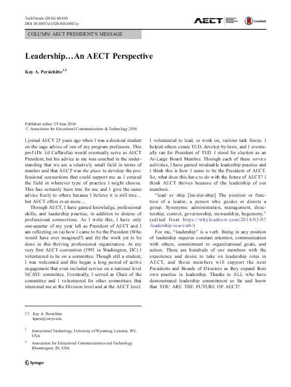 (PDF) Leadership…An AECT Perspective