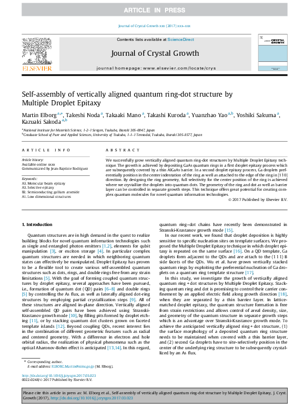 (PDF) Self-assembly of vertically aligned quantum ring-dot structure by ...