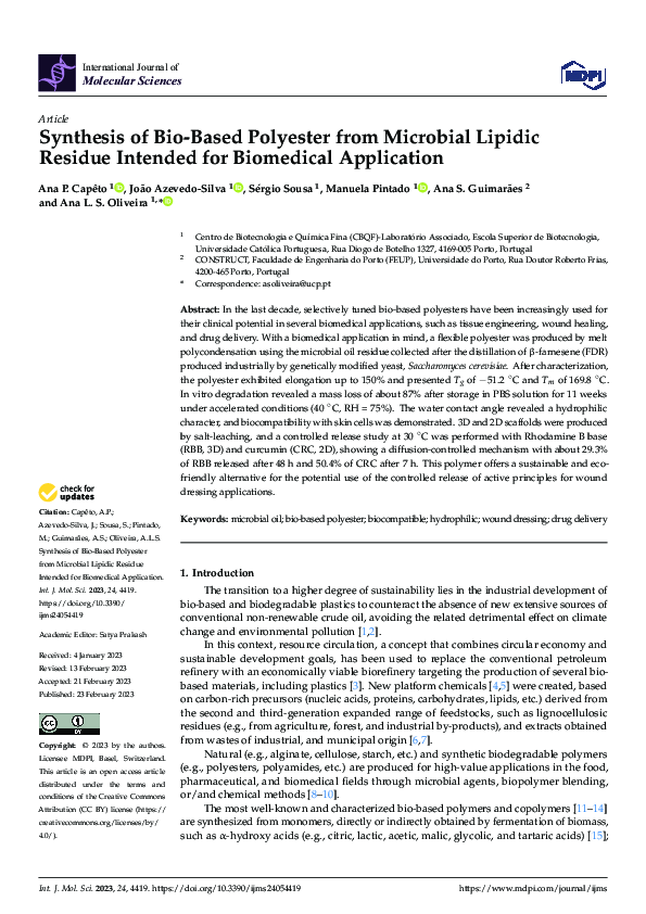 (PDF) Synthesis of Bio-Based Polyester from Microbial Lipidic Residue ...