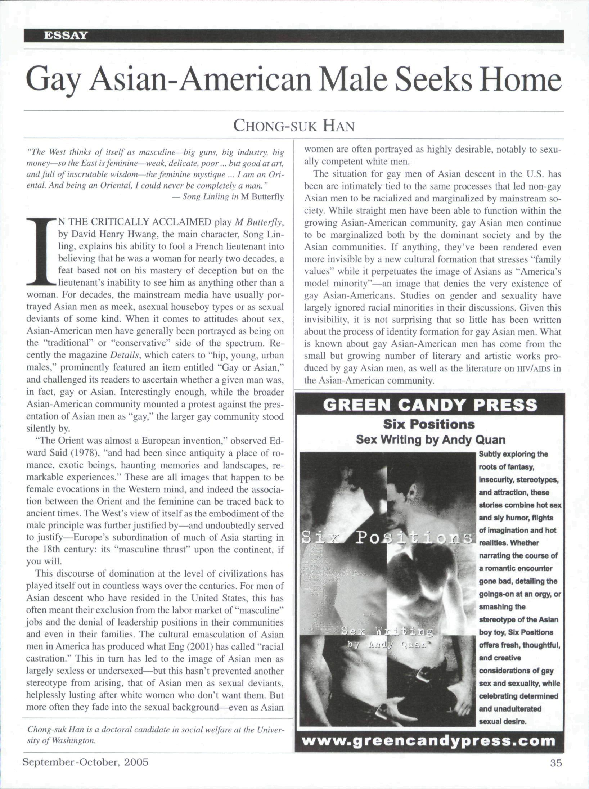 (PDF) Gay Asian American male seeks home