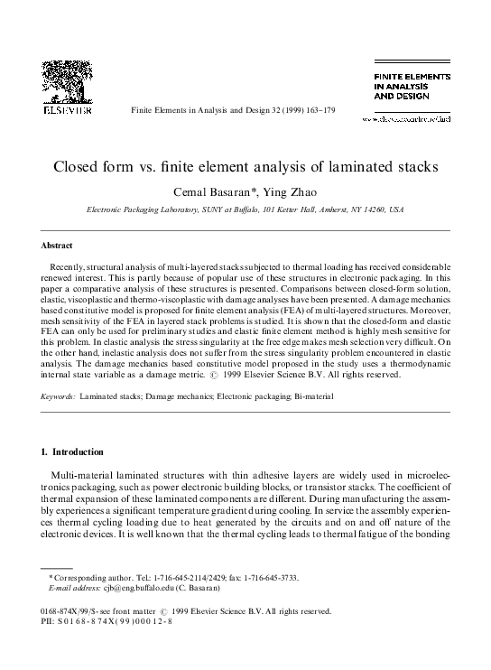 (PDF) Closed form vs. finite element analysis of laminated stacks | Cemal Basaran - Academia.edu