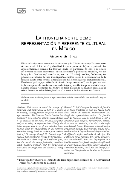 (PDF) La frontera norte como representación y referente cultural en México