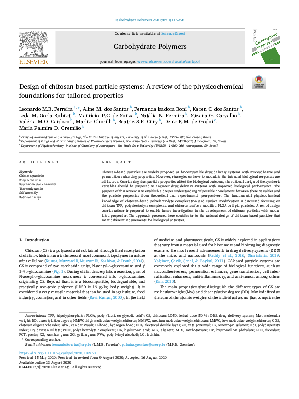 (PDF) Design of chitosan-based particle systems: A review of the physicochemical foundations for ...