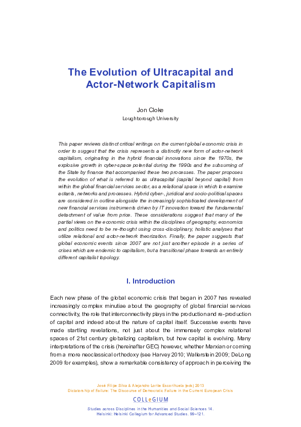 (PDF) The Evolution of Ultracapital and Actor-Network Capitalism