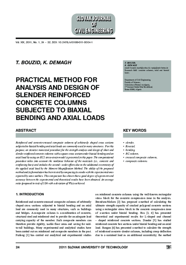 (PDF) Practical method for analysis and design of slender reinforced concrete columns subjected ...