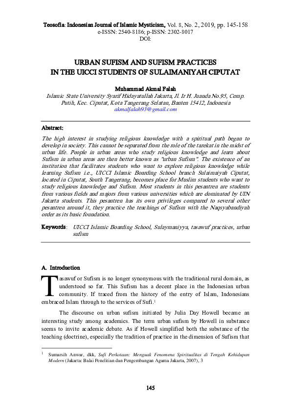 (PDF) Urban Sufism: A Case Study of Tasawuf Practices in the Uicci ...