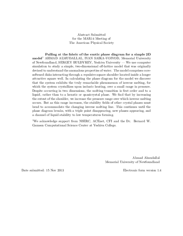 (PDF) Pulling at the fabric of the exotic phase diagram for a simple 2D ...
