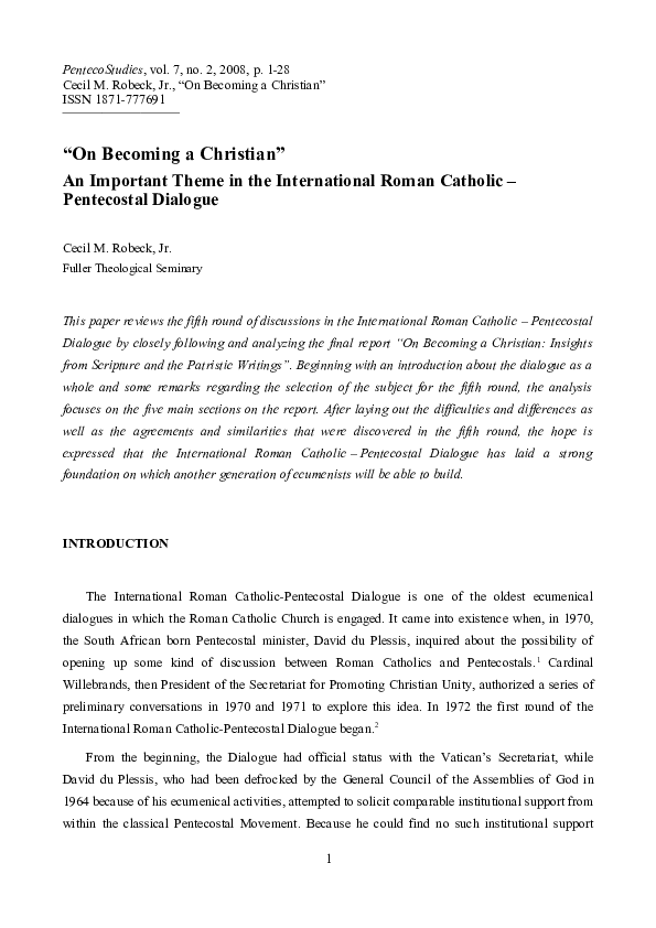 (PDF) An Important Theme in the International Roman Catholic ...