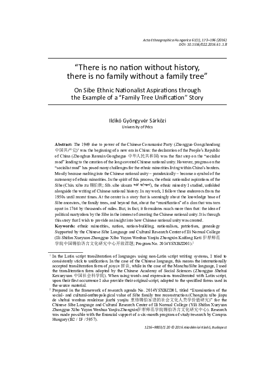 (PDF) “There is no nation without history, there is no family without a ...