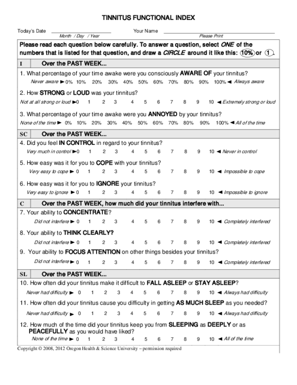 (PDF) Tinnitus Functional Index
