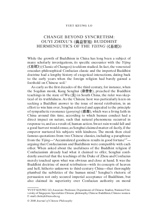 (PDF) Change Beyond Syncretism: Ouyi Zhixu’s () Buddhist Hermeneutics ...