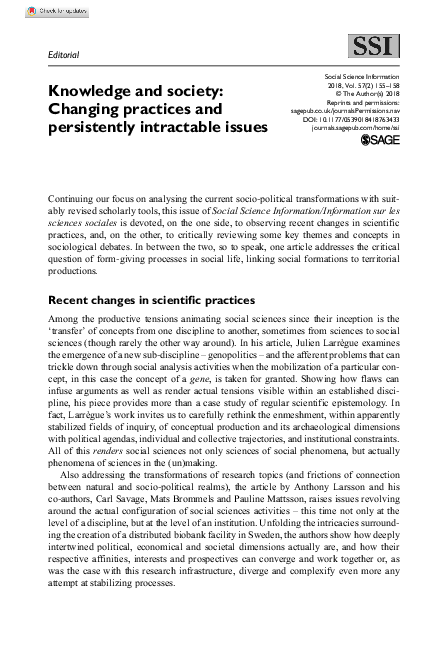 (PDF) Knowledge and society: Changing practices and persistently ...