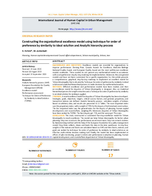 (PDF) Constructing the organizational excellence model using technique ...