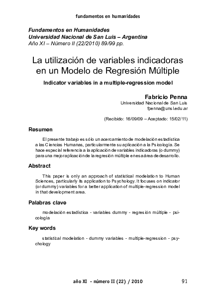 (PDF) La utilización de variables indicadoras en un Modelo de Regresión Múltiple Indicator ...