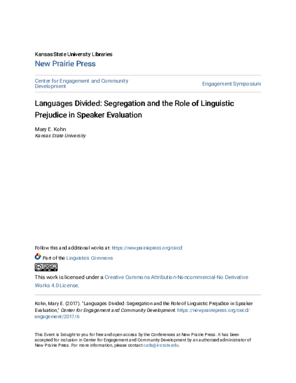 (PDF) Languages Divided: Segregation and the Role of Linguistic ...