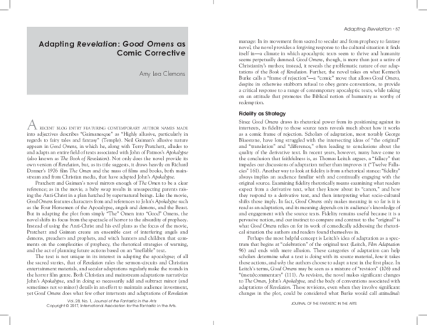 (PDF) Adapting Revelation: Good Omens as Comic Corrective