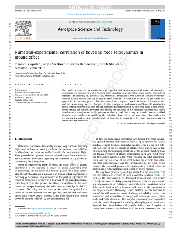 (PDF) Numerical-experimental correlation of hovering rotor aerodynamics in ground effect