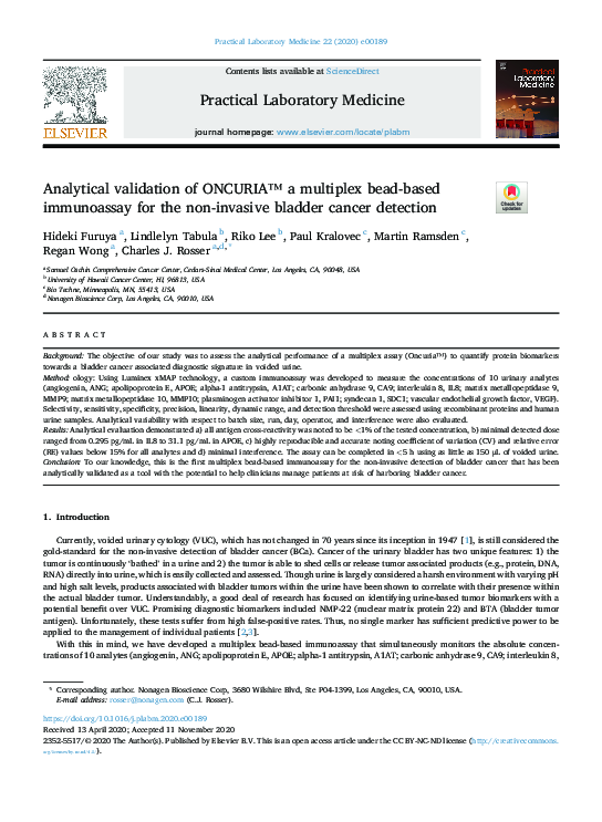 (PDF) Analytical validation of ONCURIA™ a multiplex bead-based ...