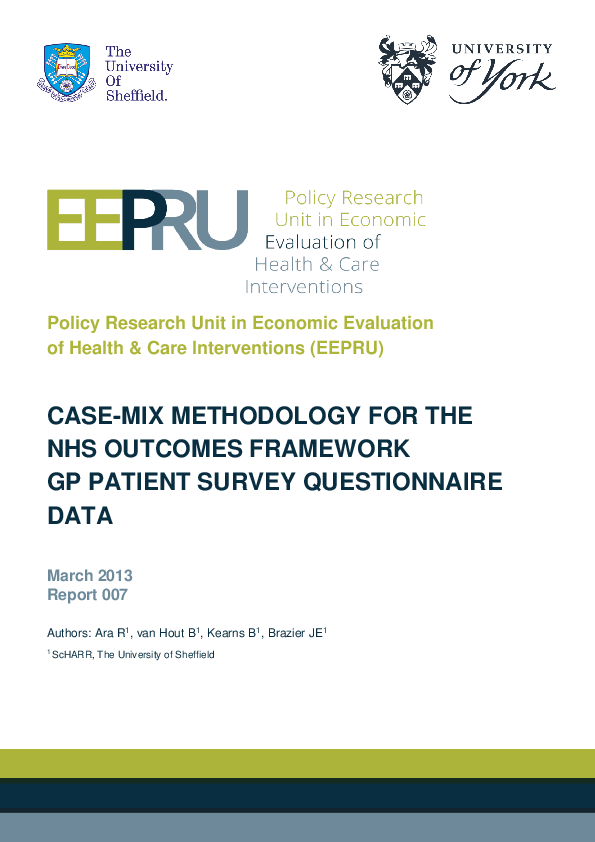 (PDF) Case-Mix Methodology for the NHS Outcomes Framework GP Patient ...