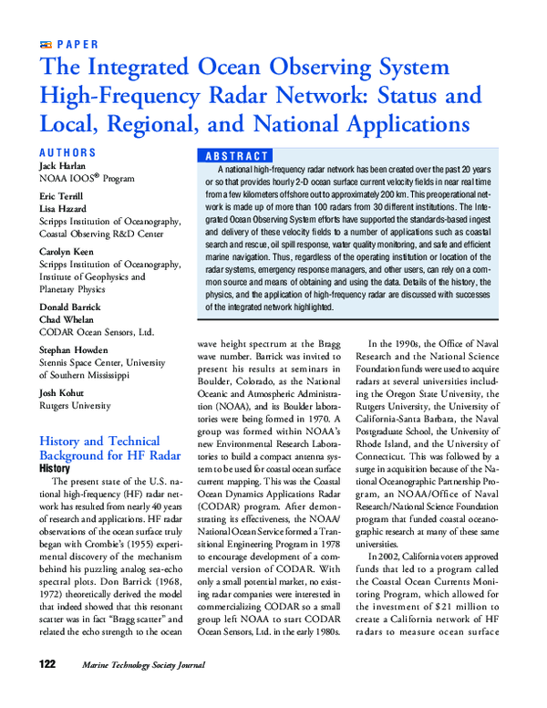 (PDF) The Integrated Ocean Observing System High-Frequency Radar ...