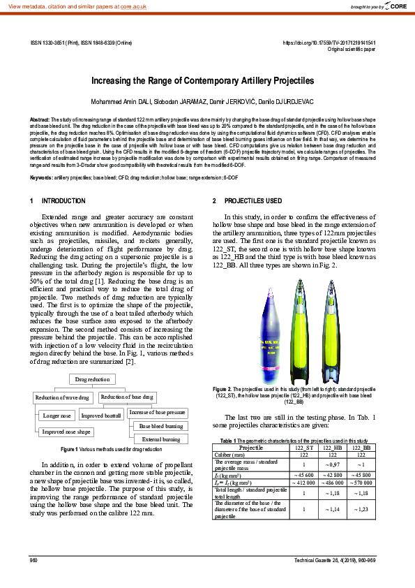 (PDF) Increasing the Range of Contemporary Artillery Projectiles
