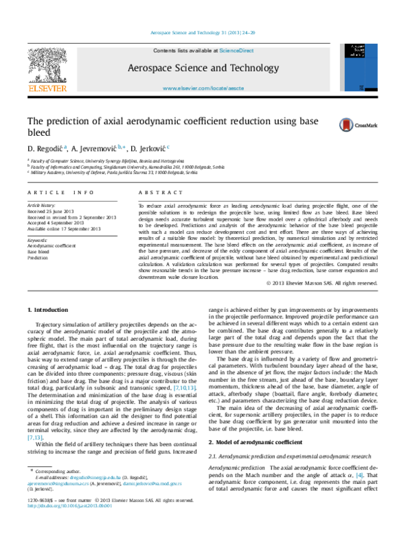 (PDF) The prediction of axial aerodynamic coefficient reduction using base bleed