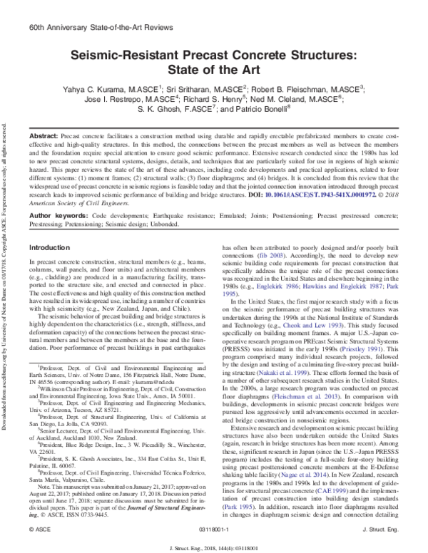 (PDF) Seismic-Resistant Precast Concrete Structures: State of the Art