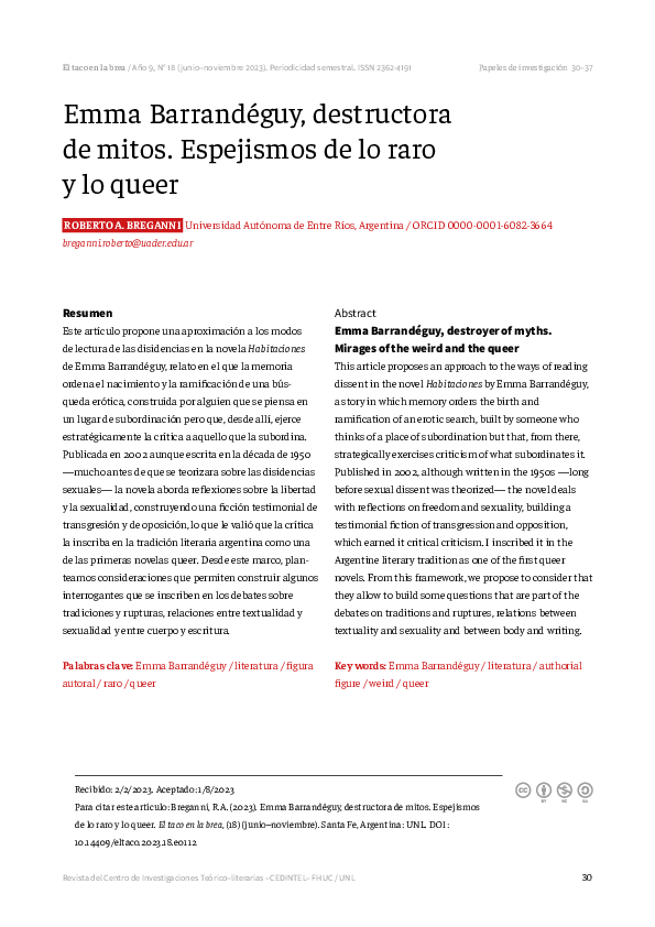 (PDF) Emma Barrandéguy, destructora de mitos. Espejismos de lo raro y ...