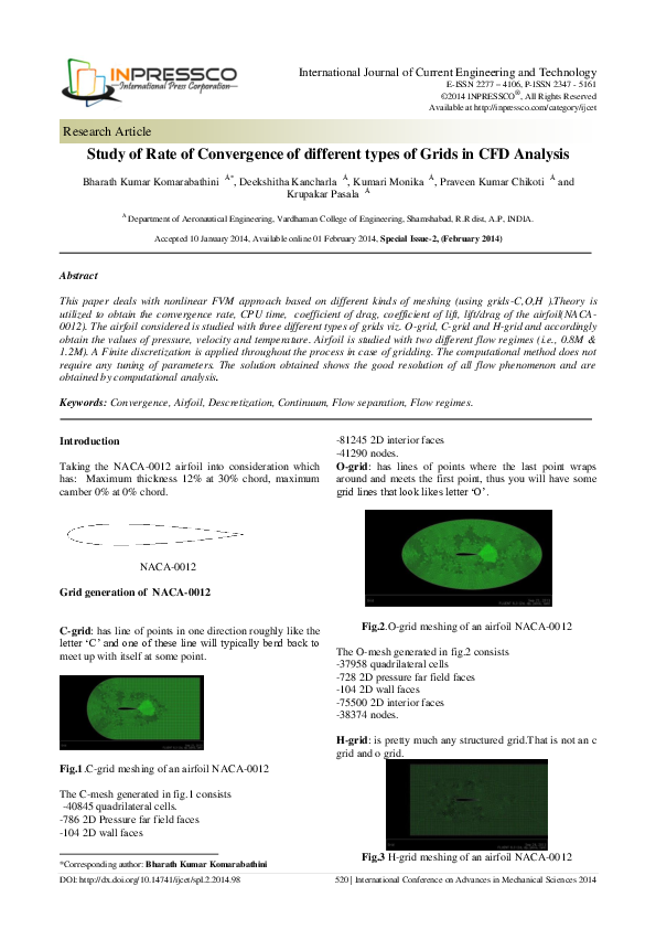 (PDF) Study of Rate of Convergence of different types of Grids in CFD ...