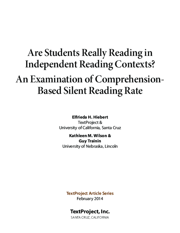 (PDF) Are students really reading in independent reading contexts? An ...