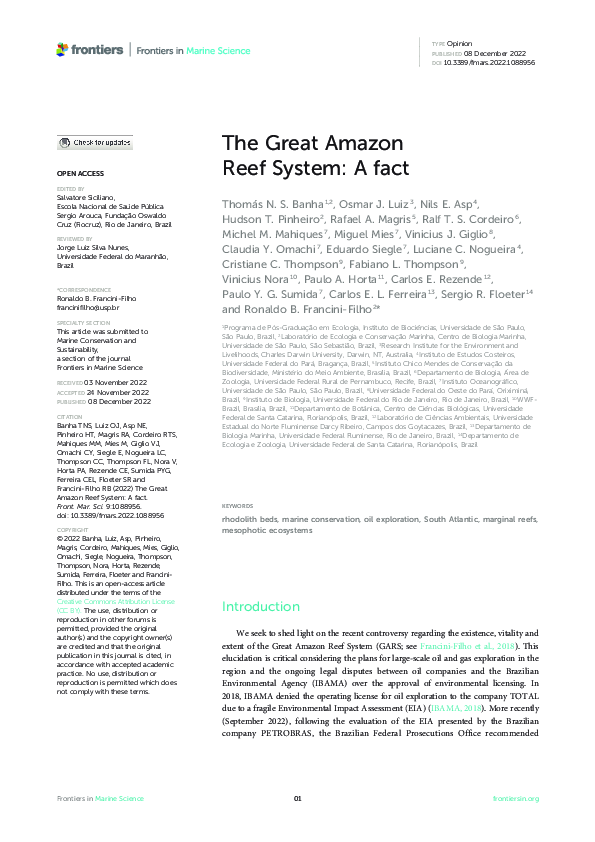 (PDF) The Great Amazon Reef System: A fact
