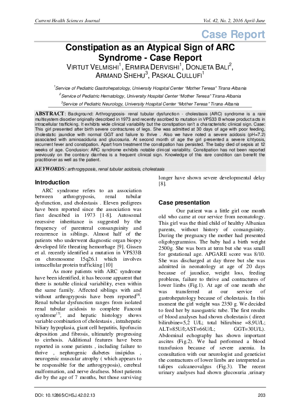 (PDF) Constipation as an Atypical Sign of ARC Syndrome - Case Report