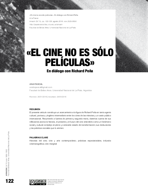 (PDF) «El cine no es sólo películas». En diálogo con Richard Peña | Ana ...