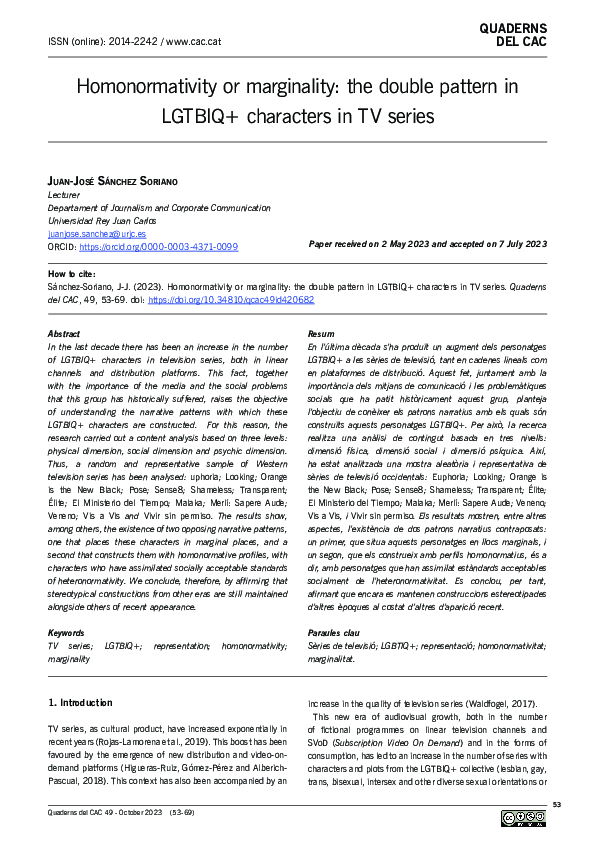 (PDF) Homonormativity or marginality: the double pattern in LGTBIQ+ ...