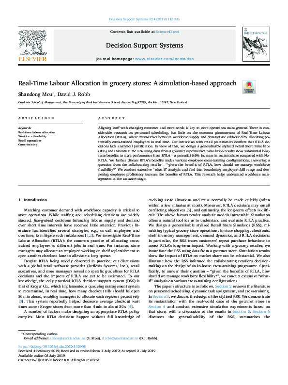 (PDF) Real-Time Labour Allocation in Grocery Stores