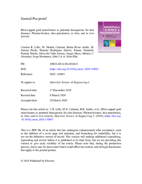 (PDF) BSA-capped gold nanoclusters as potential theragnostic for skin ...