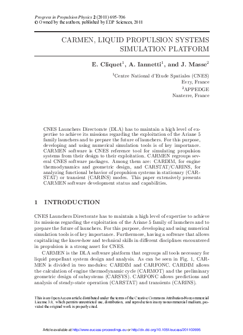 (PDF) Carmen, liquid propulsion systems simulation platform