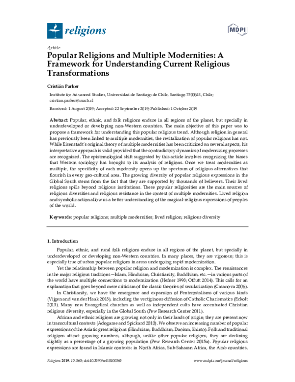 (PDF) Popular Religions and Multiple Modernities: A Framework for Understanding Current ...