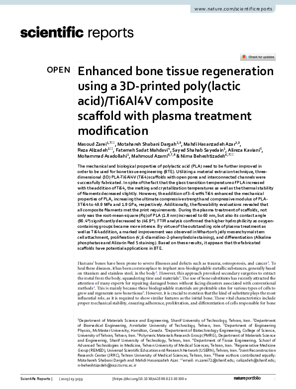 (PDF) Enhanced bone tissue regeneration using a 3D-printed poly(lactic acid)/Ti6Al4V composite ...