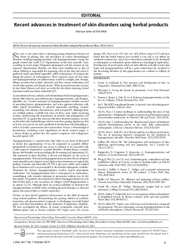 (PDF) Recent advances in treatment of skin disorders using herbal ...