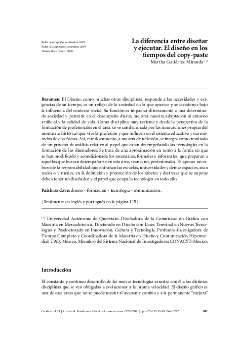 (PDF) La diferencia entre diseñar y ejecutar. El diseño en los tiempos ... (PDF) La diferencia entre diseñar y ejecutar. El diseño en los tiempos ...