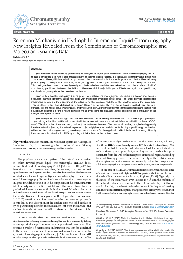 (PDF) Retention Mechanism in Hydrophilic Interaction Liquid ...