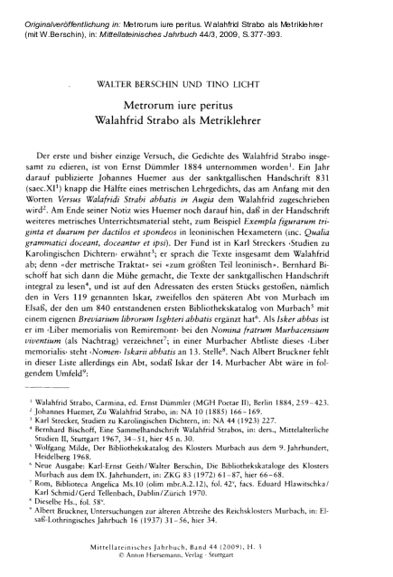 (PDF) Metrorum iure peritus. Walahfrid Strabo als Metriklehrer