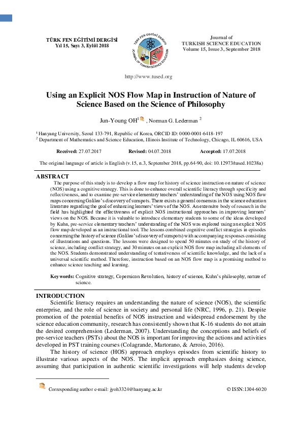 (PDF) Using an Explicit NOS Flow Map in Instruction of Nature of ...
