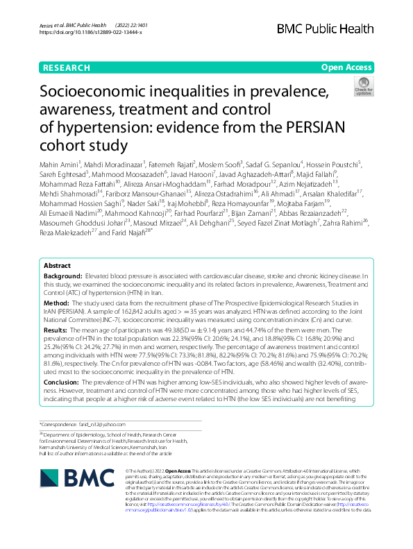 (PDF) Socioeconomic inequalities in prevalence, awareness, treatment and control of hypertension ...