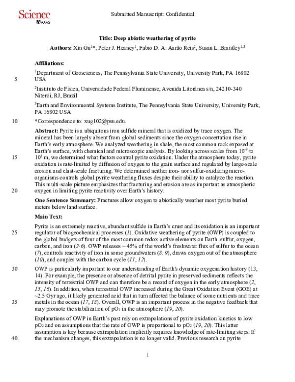 (PDF) Deep abiotic weathering of pyrite