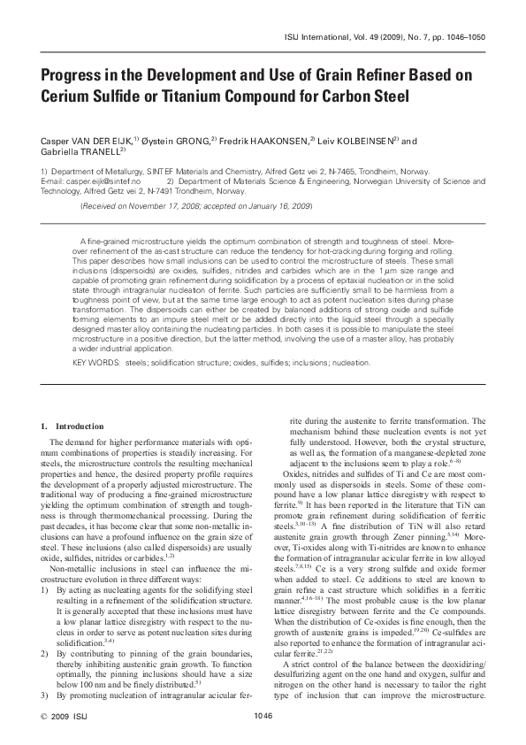 (PDF) Progress in the Development and Use of Grain Refiner Based on ...