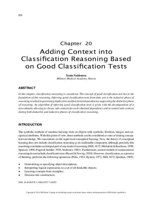 (PDF) Adding Context into Classification Reasoning Based on Good ...